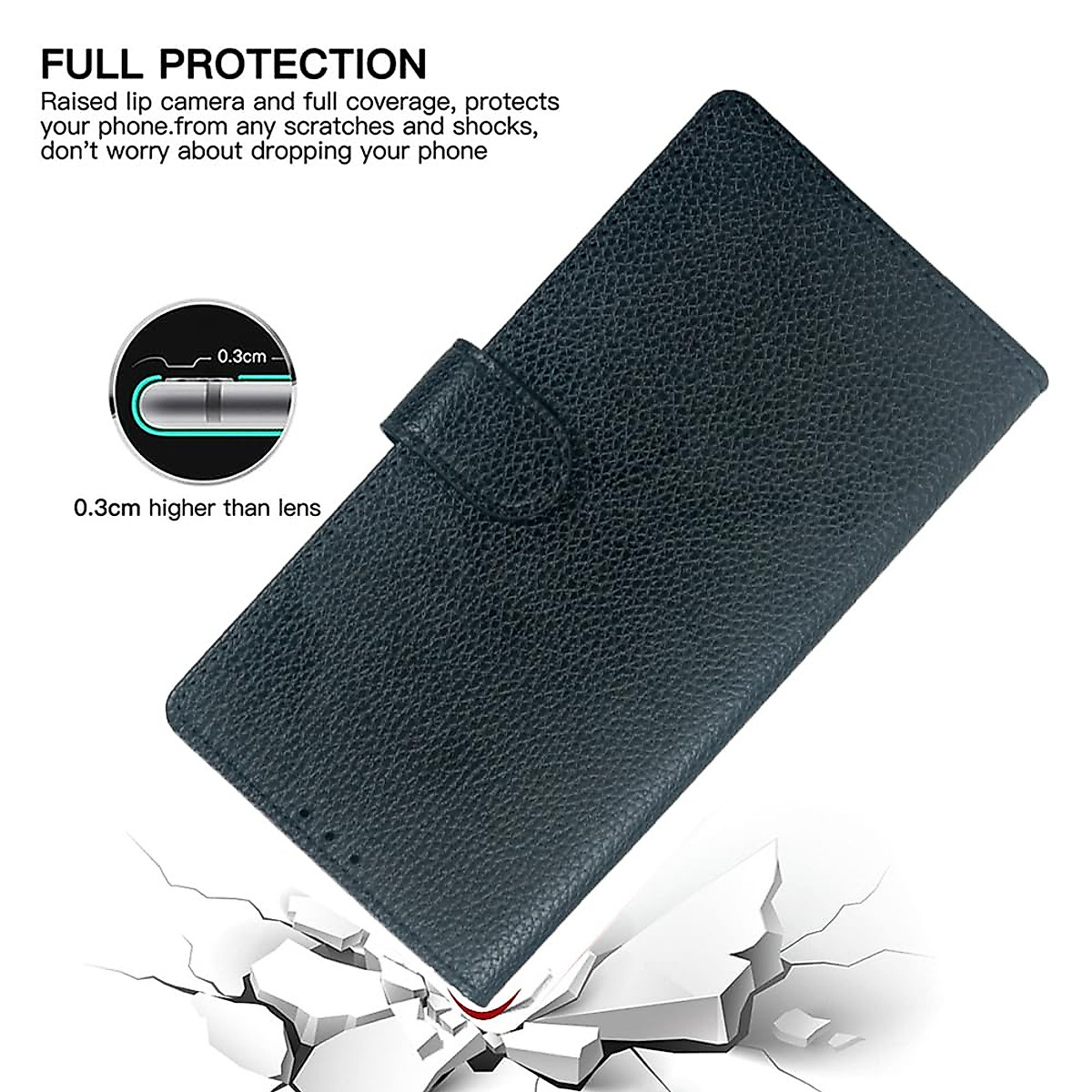 Vitodo Compatible with iPhone 15 Pro Max Wallet Case - Magnetic Detachable 2 Style Cases with Card Slot & Camera Cover, RFID Blocking Premium Leather Kickstand 360° Full Protection Flip Case (Black)