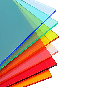 Okuna Outpost 6 Pack Colored Acrylic Sheets 1/8 Thick, Translucent Plastic Plexiglass for Laser Cutting (12x12 in, 6 Colors)