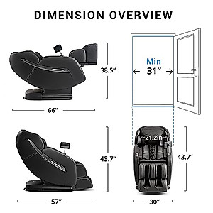 MYNTA Zero Gravity Massage Chair, Full Body Massage Chair and Recliner with Sl Track, Bigger Massage Roller, 12 Auto Modes, Lumbar and Calf Heating, LCD Screen Tablet, Fully Assembled, Black