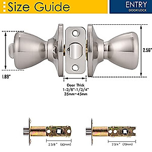 home improvement direct Keyed Alike Entry Door Knob, Reversible Tulip Style Knobs with Lock and Same Key, Satin Nickel Interior/Exterior Lockset for Bedroom, Bathroom, Front Door 2 Pack