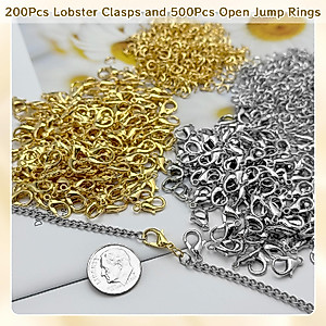 MKCYD 700Pcs Lobster Claw Clasps and Open Jump Rings Set,18K Gold and Silver Necklace Clasp Bracelet Clasps and Closures Lobster Clasps Parrot Trigger Clasps for Jewelry Making