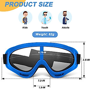 POKONBOY 2 Pack Protective Goggles/Safety Glasses/Motorcycle Eyewear with Bandanas - Compatible with Nerf Game Battle for Kids (Red & Blue)