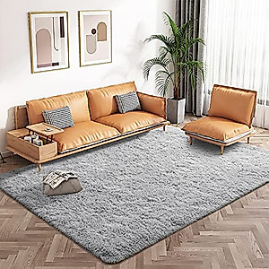 HQAYW Modern Fluffy Area Rug, Shaggy Rugs for Bedroom Living Room Ultra Soft Shag Fur Carpets for Kids Girls Nursery Plush Fuzzy Rug Cute Home Decor Rug, 4' x 6', Grey