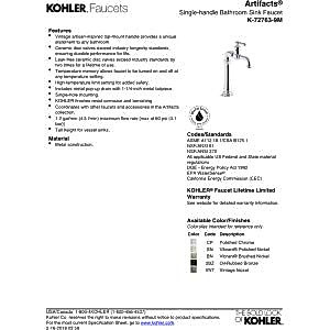 Kohler 72763-9M-2BZ Artifacts Gentleman's Single-Handle Bathroom Sink Faucet, Oil-Rubbed Bronze