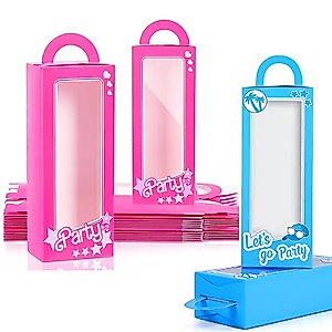 CAPUFIB 12PCS Pink+Blue Party Favor Boxes Blue Doll Gift Boxes Bachelorette Birthday Party Decoration Goodie Bag Candy Boxes for Girls and boys Birthday Party pink Birthday Bridal Shower Supplies