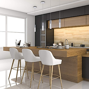 ELLI-Riz Pendant Lights, Integrated LED 3000K Warm Light Pendant Light Fixtures Upgrade Pendant Lighting for Kitchen Island, Premium Bubble Glass Chromed Finished Modern Pendant Light, 2 Pack