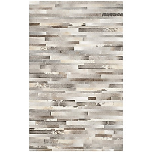 SAFAVIEH Studio Leather Collection 9' x 12' Grey/Ivory STL218A Handmade Mid-Century Modern Living Room Dining Bedroom Area Rug