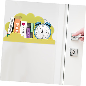 Garneck Magnetic Storage Rack Magnetic Storage Holder Wall Floating Shelf Magnetic Book Rack Fridge Organizer Shelf Bookshelves Wall Mounted Wall Mount Shelf Home Supplies Yellow Plastic