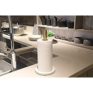 LUTAVOY Marble Paper Towel Holders Copper Plated Standing Kitchen Paper Towel Holder with Marble Base (KZ22 - Gold)