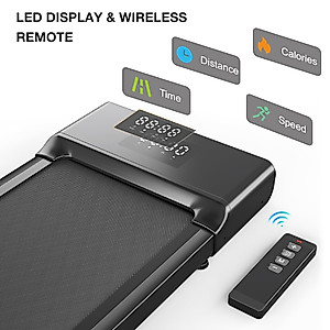 MJWW Walking Pad, 300lbs Treadmill Under Desk with 2.5HP Motor, Walking Pad Treadmill for Home and Office, Installation-Free Standing Desk Treadmill with Remote Control, LED Display (Black BA01)