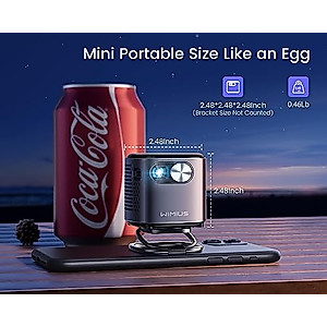 Mini Projector with Android TV, DLP and Rechargeable Battery, WiMiUS Pico Pocket Portable Projector with WiFi Bluetooth, 360°Speaker, 1080P Support, Wireless Smart Outdoor Projector for Phone/HDMI/USB