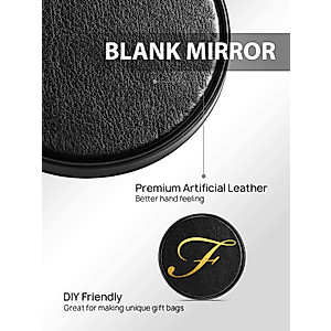 Getinbulk Compact Mirror Bulk, Set of 12 Double-Sided 1X/3X Magnifying PU Leather Round (Black, 2.7inch Diameter)