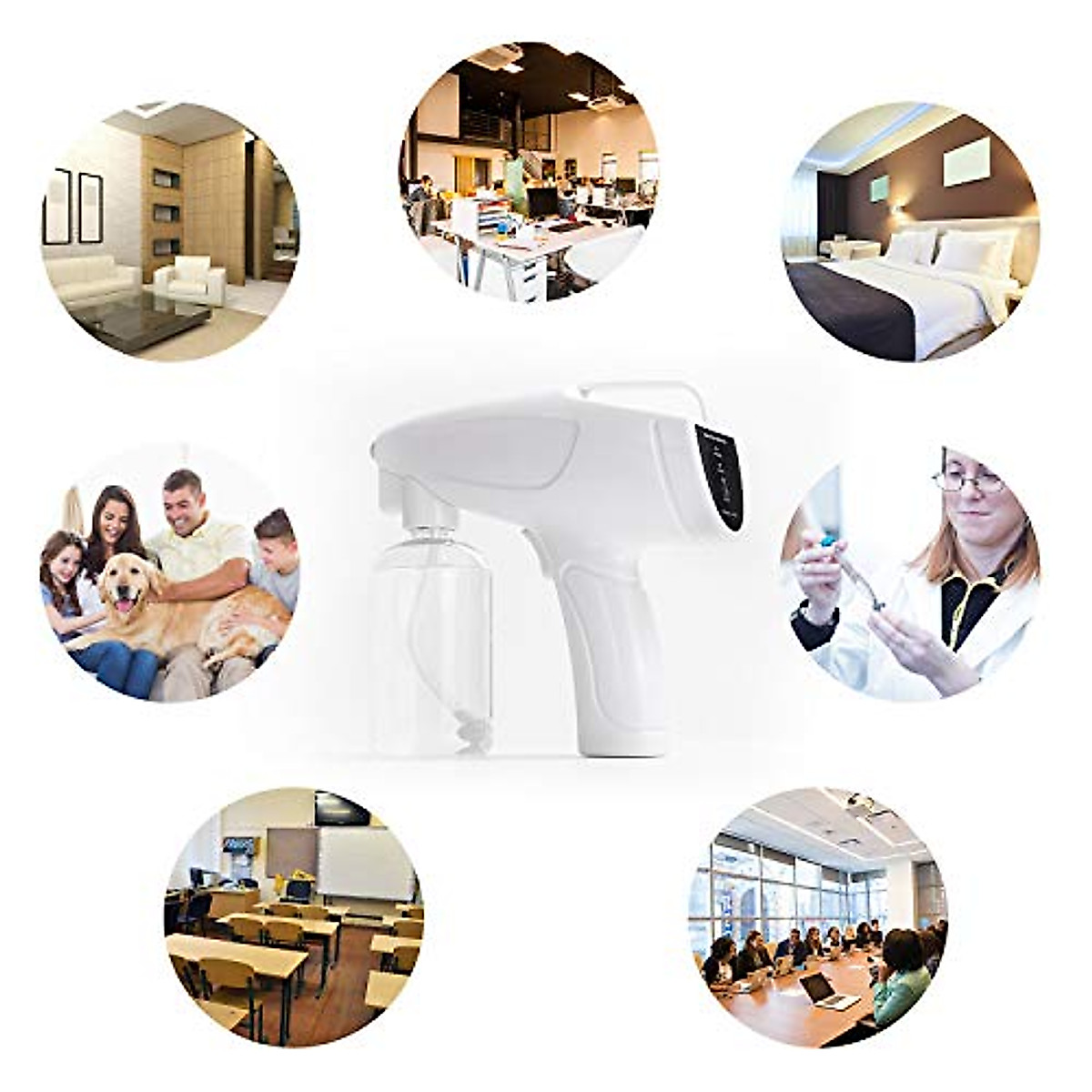 TAISHAN Disinfectant Steam ULV Gun， Handheld Rechargeable Nano Atomizer with Blue Light，10 oz Electric Sprayer Nozzle Adjustable Fogger for Home, Office, School or Garden(300mL)