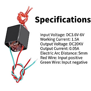 Miniature DC 3.6~6V to 20KV High Voltage Transformer Boost Step up Inverter, Arc Pulse Generator, Power Module, Black