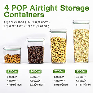 Uamector Pop Airtight Food Storage Containers with Lids, Top Pop One Button Control, BPA-Free Air Tight Stackable Dry Cereal Container Set for Pantry Snack Coffee Sugar Kitchen Pantry Organization