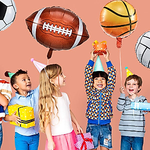 10 Pieces Sports Themed Foil Balloons Basketball, Baseball, Football, Volleyball and Soccer Foil Balloon Birthday Party Sports Balloon for Baby Shower Sports Themed Party Decoration Supplies