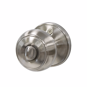 Gobrico 6 Pack Bathroom Bedroom Door Knobs Hardware, Round Privacy Knobs Locksets Interior Door Handles, Satin Nickel Finished, Stainless Steel Doorknob Bulk Pack