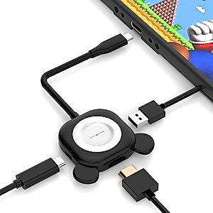 NADESSA Switch Dock for Nintendo Switch, Portable Switch TV Docking Station with HDMI USB 3.0 Port and USB C Charging, Compatible with Steam Deck MacBook Surface Samsung Phone… Black
