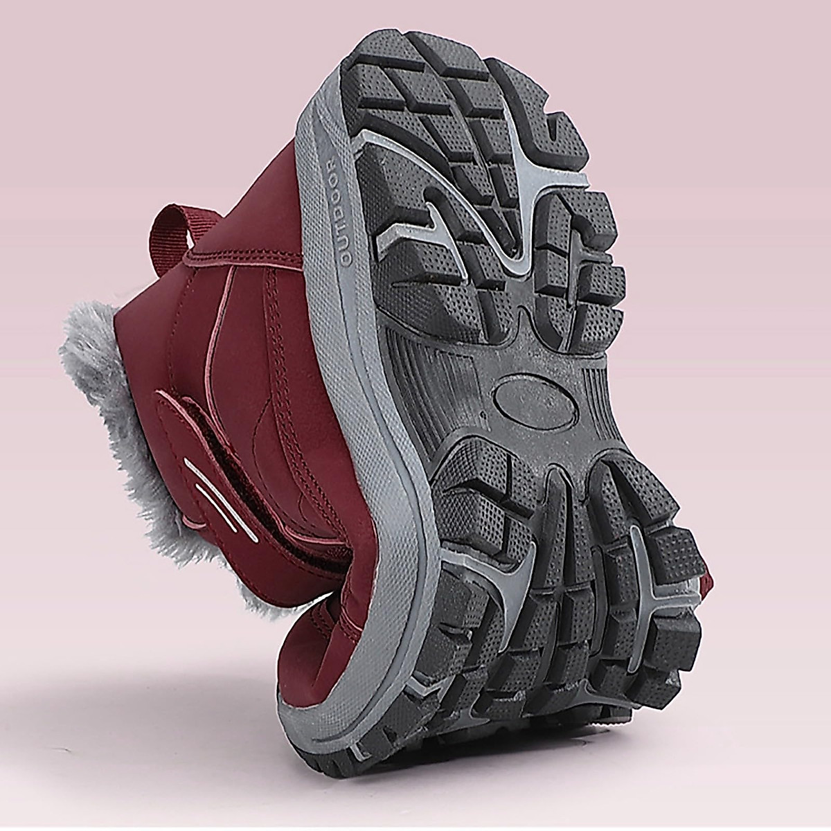 GWTAECH Men Hiking Boot Warm Ankle Booties Non-Slip Winter Shoes Snow Footwear for Male Waterproof Hiking Boots for Men Climbing Shoe（9.5,A3-Red