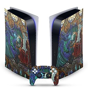 Head Case Designs Officially Licensed Ed Beard Jr Wizard Friendship Dragons Vinyl Faceplate Gaming Skin Decal Compatible With Sony PlayStation 5 PS5 Digital Edition Console and DualSense Controller