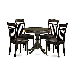 East West Furniture ANCA5-CAP-LC 5 Piece Dinette Set for 4 Includes a Round Kitchen Table with Pedestal and 4 Faux Leather Upholstered Dining Chairs, 36x36 Inch, Cappuccino