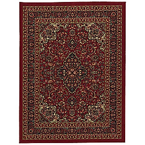 Ottomanson Ottohome Collection Non-Slip Rubberback Medallion Oriental Design 3x5 Indoor Area Rug, 3'3" x 5', Red
