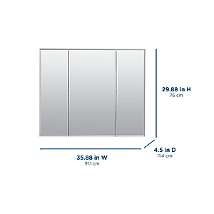 Zenith M36, Beveled Tri-View Medicine Cabinet, Frameless