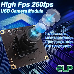 High Frame Wide Angle USB Camera Module for Laptop 1080P Mini USB2.0 Webcam Board High Speed 260fps 120fps 60fps USB with Camera PC Industrial Embedded Lightburn Camera for Computer Raspberry Pi