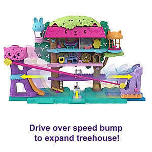 Polly Pocket Doll House with 2 Micro Dolls, Toy Car & 15+ Accessories, Pet Adventure Treehouse Playset
