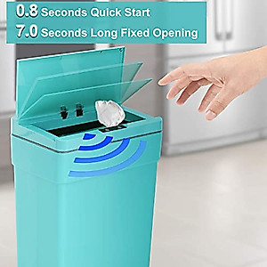 13 Gallon Trash Can Plastic Kitchen Trash Can Automatic Touch Free High-Capacity Garbage Can (Blue)
