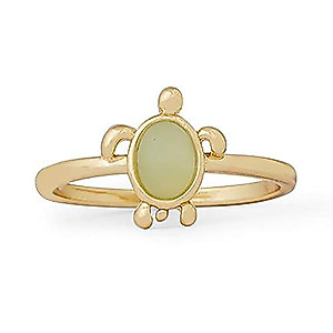 Pura Vida Gold-Plated Sea Turtle Ring - Sterling Silver Band - Size 7
