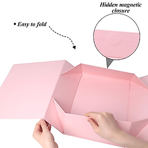 VGOODALL Pink Gift Box, 13x9x4 Inch Large Magnetic Closure gift boxes with Lid, Collapsible Gift Box with Ribbon for Bridesmaid Proposal, Birthdays, Anniversary