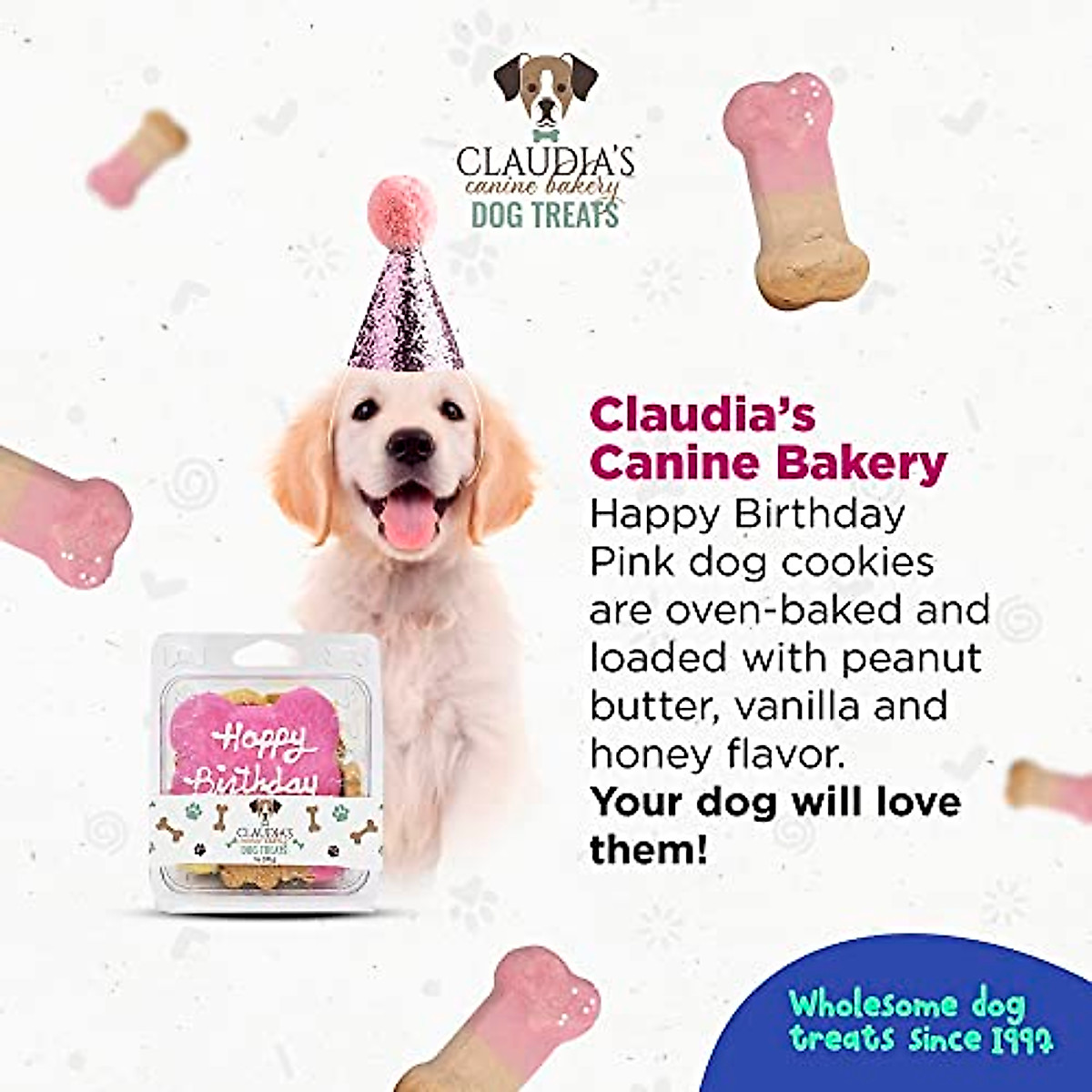 Claudia's Canine Bakery - Happy Birthday Pink Cookie Gift Box, 11 oz.
