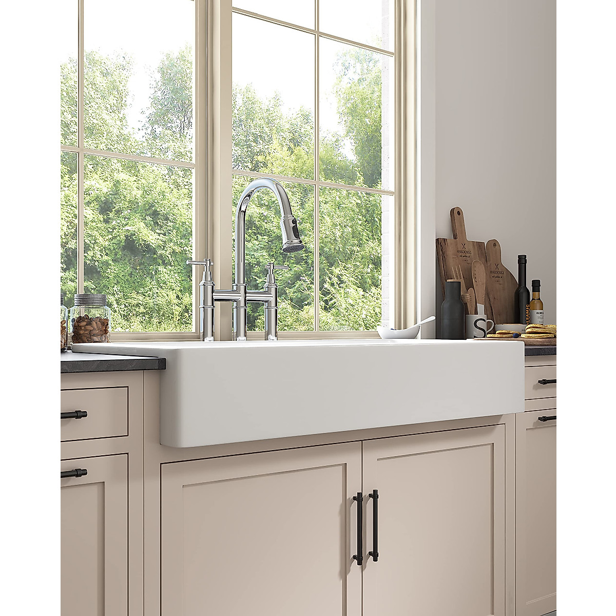 Trlec Pull Down Double Handle Kitchen Faucet