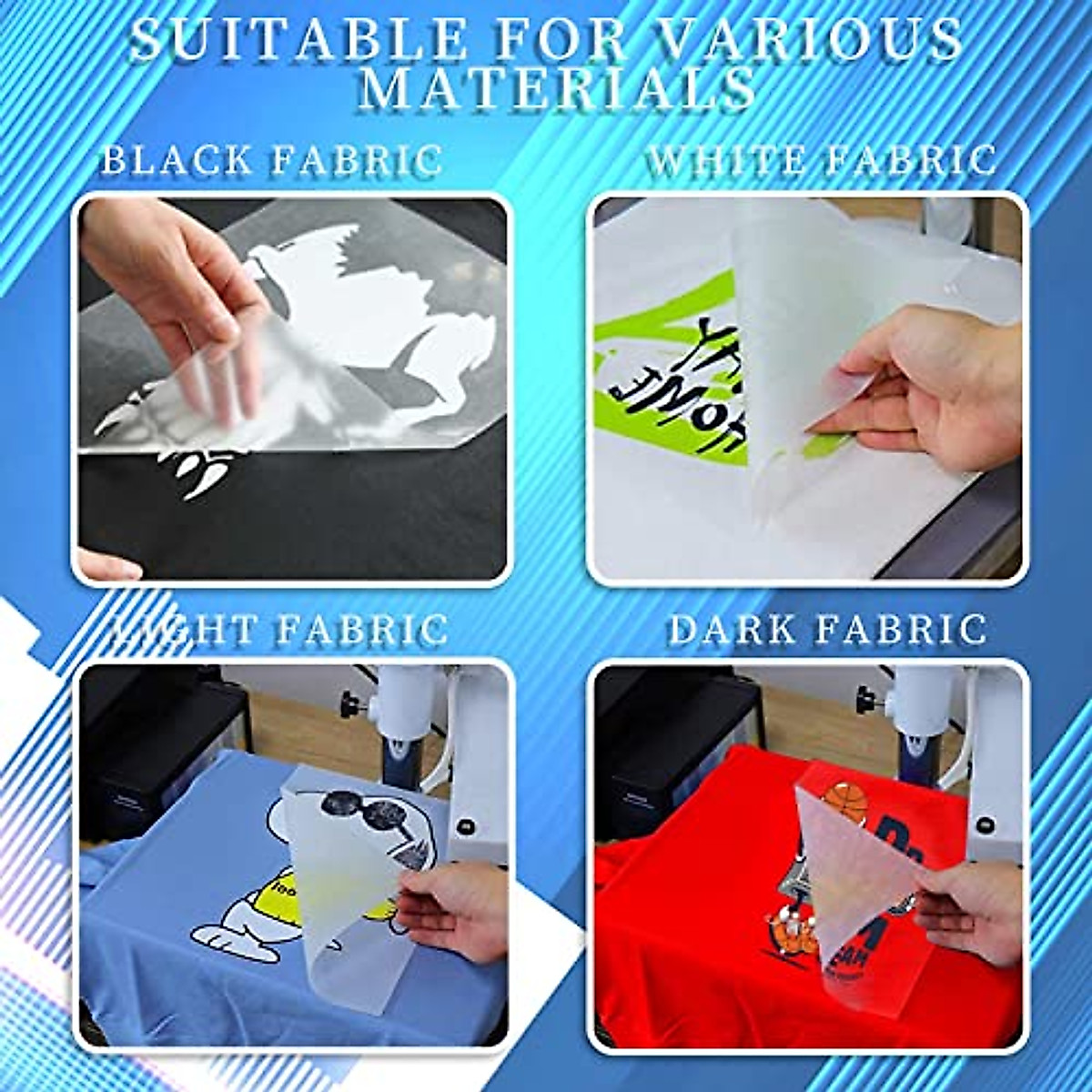 100 Sheets DTF Transfer Film Paper A4 Double Sided Thick Clear Pretreat Sheets, PET Heat Transfer Paper for Epson Inkjet Printer DTG Printer Direct Print On T Shirts Textile