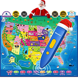Qiaojoy V2 Interactive Kids Map Bilingual United States Map for Kids Learning, Educational Talking USA Map Poster Geography Games Personalized Kids Toys for Boys & Girls Ages 3-12