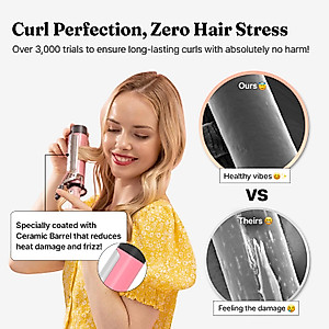 VODANA Professional GlamWave Ceramic Curling Iron, Long-Lasting Natural Curls, Instant Heat, Hair Curler, Curling Wand, Available in USA (1.4 inch, Creamy Blue)