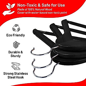 Black Wooden Hangers Heavy Duty Suit Hangers with 360° Swivel Hook Wood Hangers Fancy Hangers Clothes Hanger Perfect for Shirt, Coat, Suit, Jacket, Skirts, Pants Hangers Pack of 20