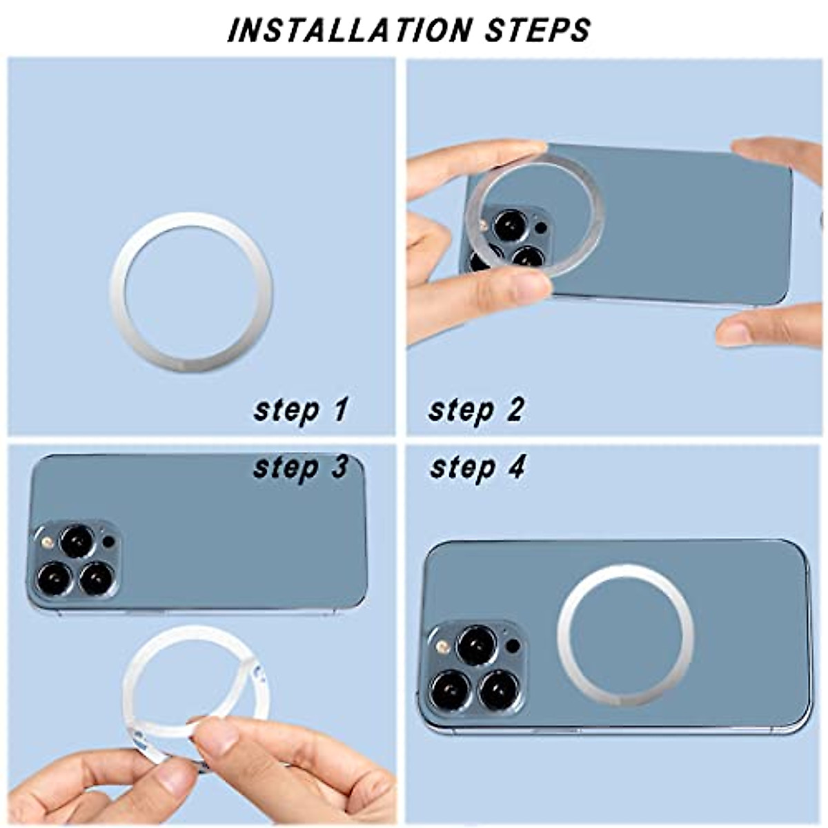 IOUALEY 8 Pack Universal Metal Rings Sticker Compatible for Magsafe Magnetic Wireless Charger iPhone 13 12 Pro Mini Max Samsung Galaxy, Ultra-Thin Car Charger Conversion Accessories, 2 Colors