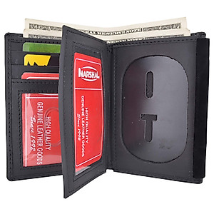 MARSHAL Genuine Cowhide Leather Badge RFID Wallet for Firefighters, Police etc.