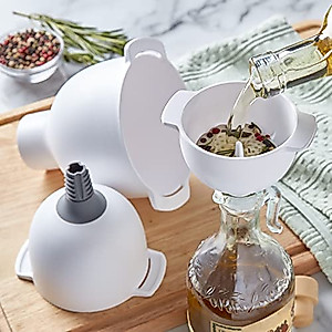 KitchenAid Set of 5 Kitchen Funnel Set, with Removable Strainer and Removable Spout,White