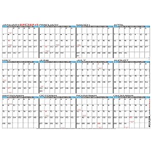 JJH Planners - Laminated - 24" X 17" Medium 2024 Erasable Wall Calendar - Horizontal 12 Month Yearly Annual Planner (24h-24x17)