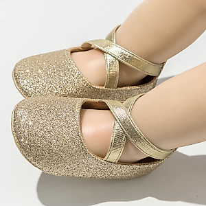 CENCIRILY Infant Baby Girls Mary Jane Flats Non Slip Soft Sole Prewalker Princess Wedding Dress Shoes