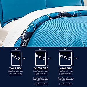 Chic Home Woodside Quilt, Queen, Blue