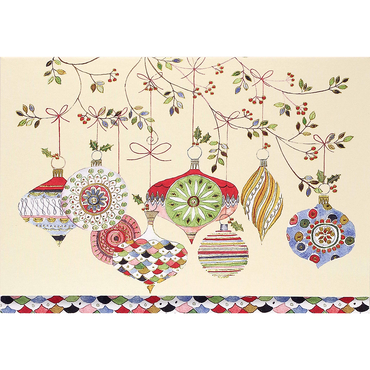 Watercolor Ornaments Small Boxed Holiday Cards (Christmas Cards, Greeting Cards) , Box of 20