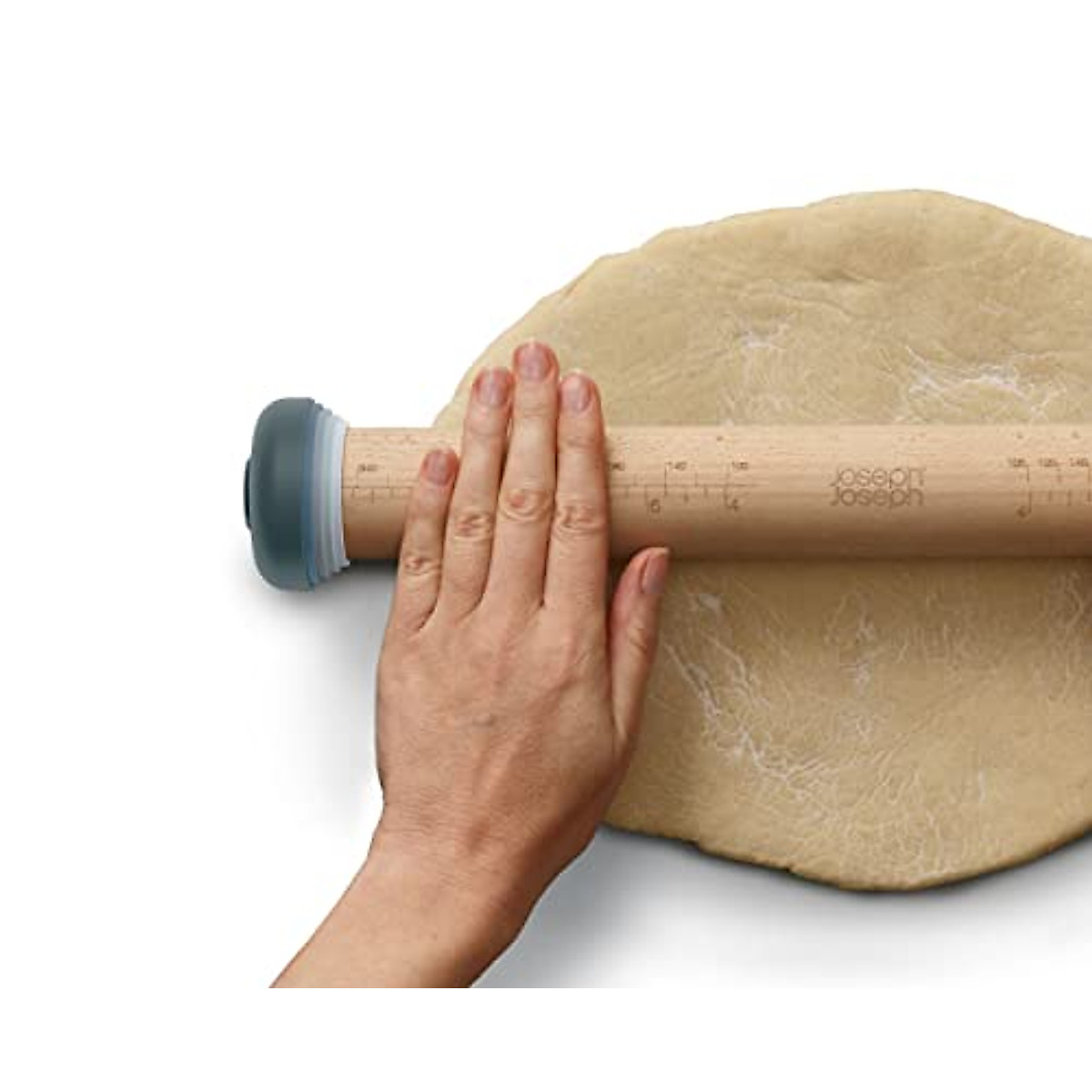 Joseph Joseph PrecisionPin Baking Adjustable Rolling Pin - Consistent and Even Dough Thickness for Perfect Baking Results, Sky