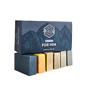 Crate 61, Handmade in Canada, Plant Based Cold Process Natural Bar Soap, With Premium Essential Oils, Dry Skin, Pack of 6 (For Him)