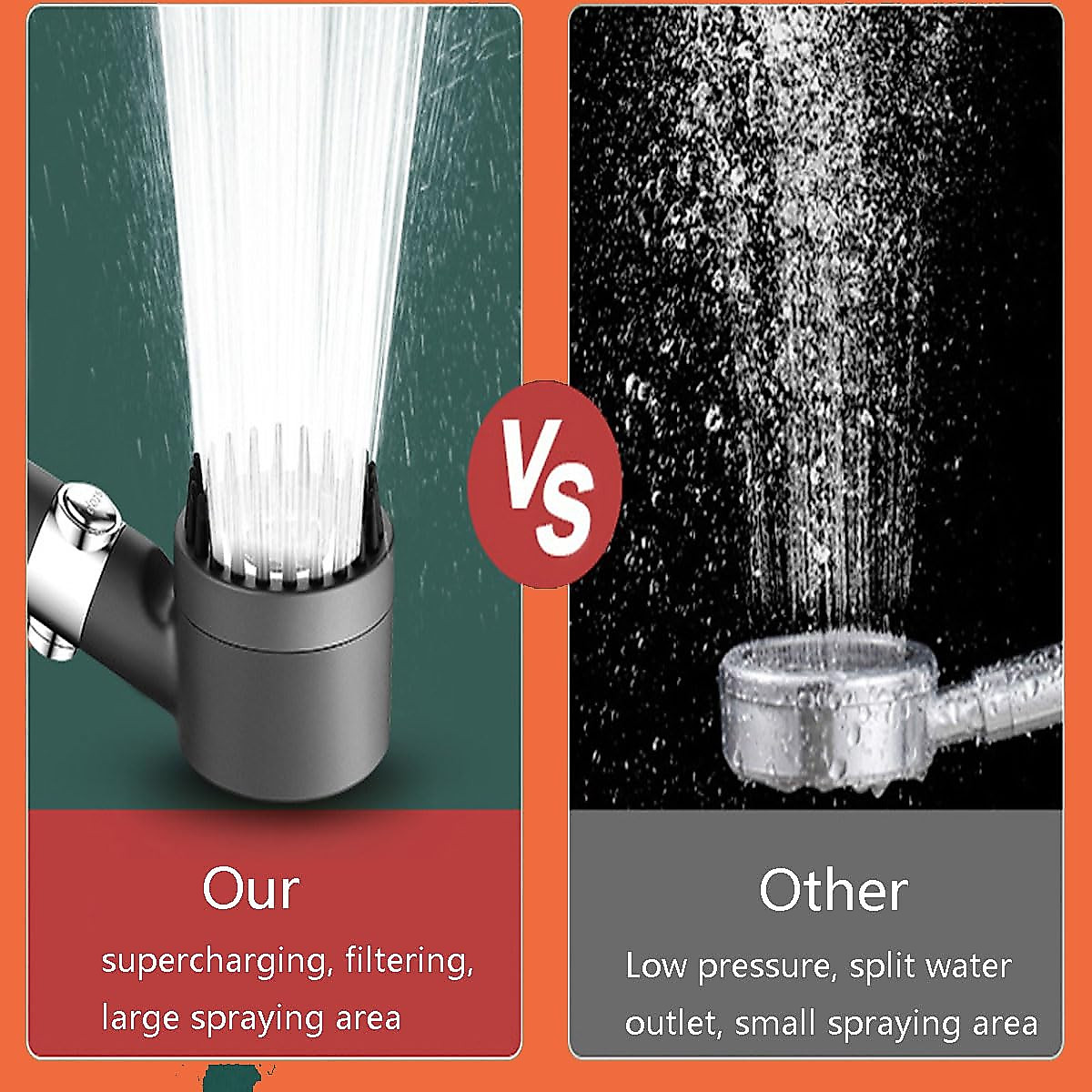 Handheld Shower Head with Filter, High Pressure 3 Spray Mode Showerhead with Switch, High Pressure Shower Head with Brush for Massaging The Scalp-International 4-Point Interface.