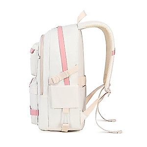 Jaygulf Waterproof Women Laptop Backpack Fashion Girl Daypack Cream