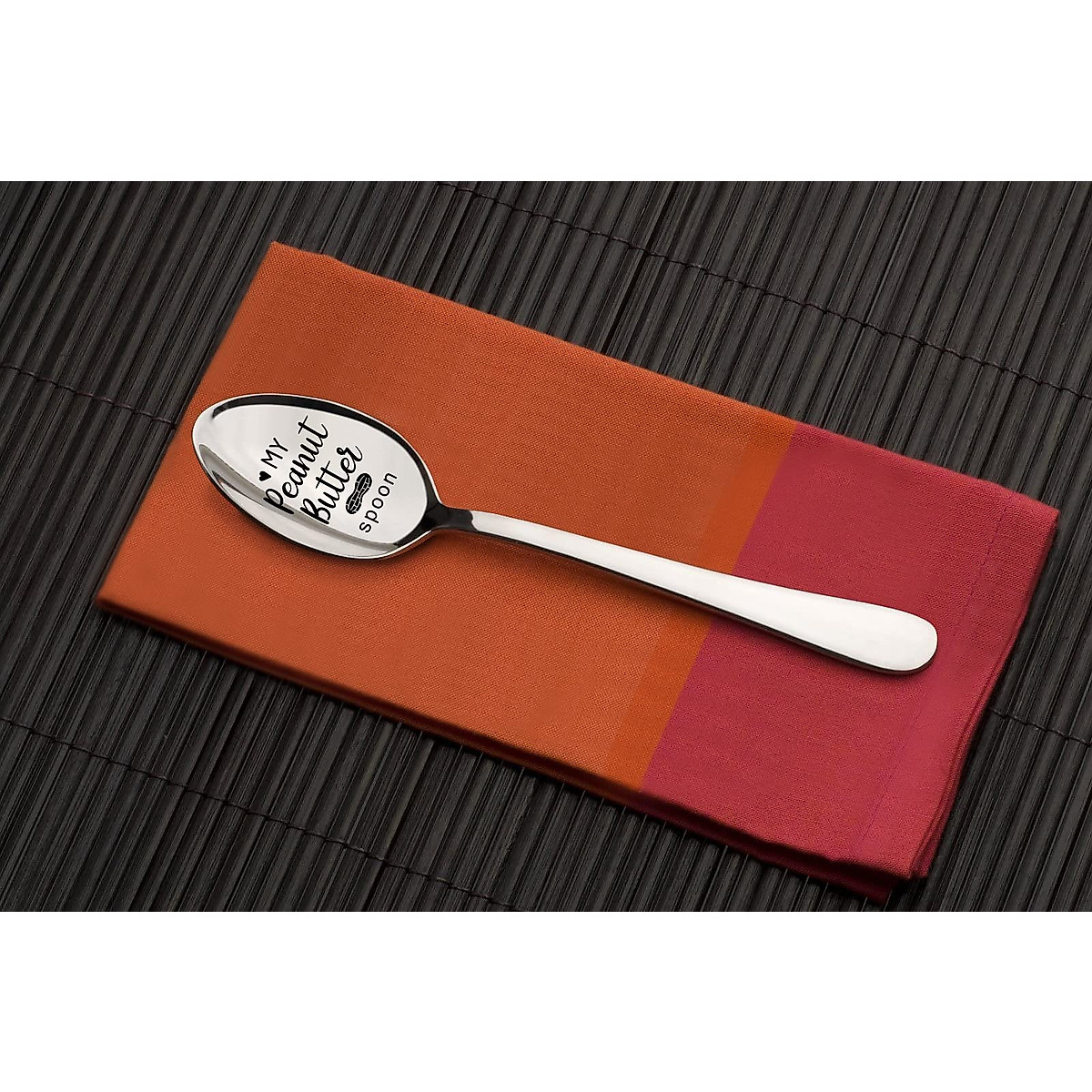 Ptzizi Funny My Peanut Butter Spoon Engraved Stainless Steel Dessert Spoon, Peanut Butter Coffee Dessert Cake lovers for Women Men Friends Birthday Thanksgiving Christmas Gifts